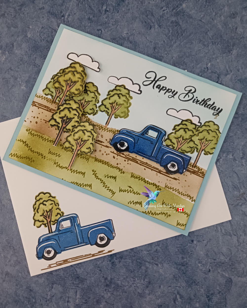 Trucking Along - Shiny Blue Truck Among the Forest - creating art with ...